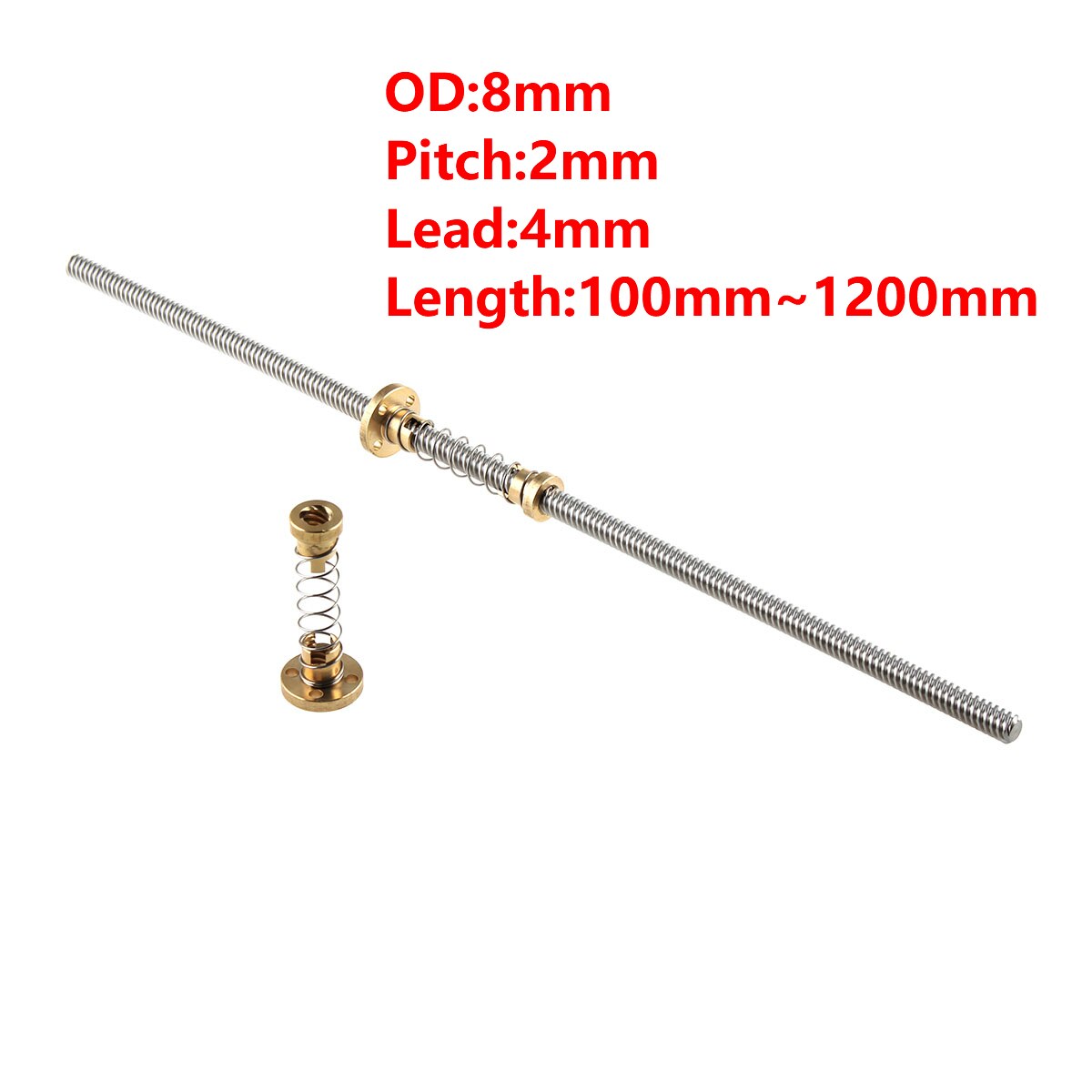 T8 Lead Screw Picth 2mm Lead 4mm 100mm 200mm 300mm... – Grandado