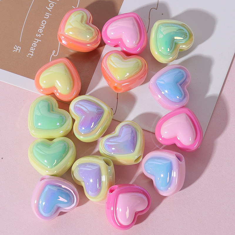 10 stk. 15 x 17mm belagte dobbeltfarvede akrylperl... – Grandado