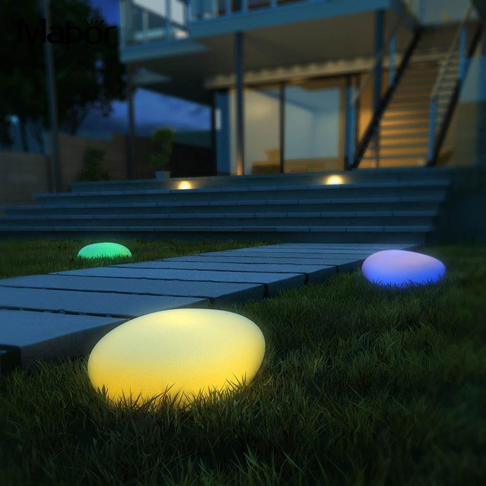 Solar Garden Lights, Glow Cobble Stone Shape Outdo... – Grandado