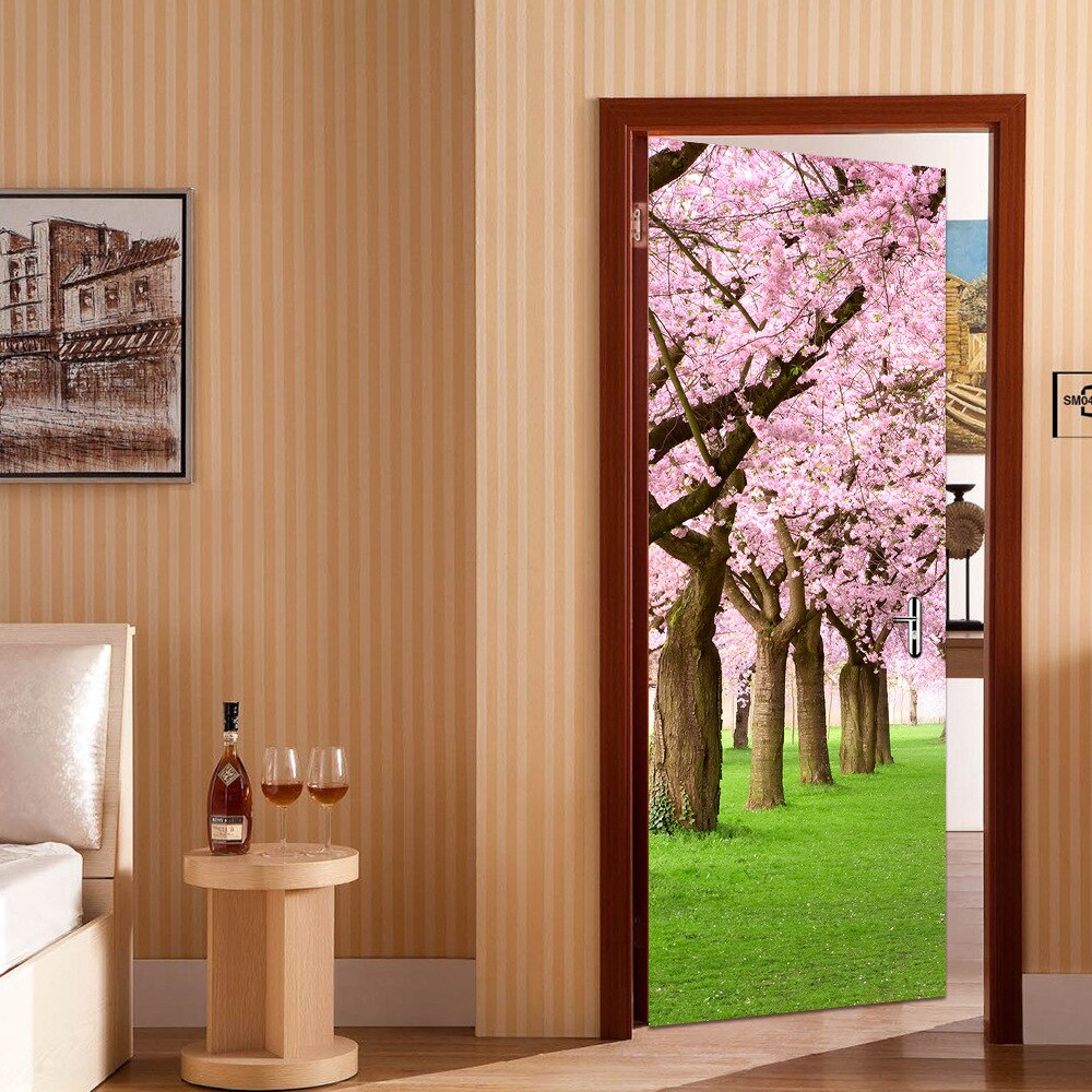 3D Sakura Tree Door Stickers Adhesive Vinyl Wallpa... – Grandado