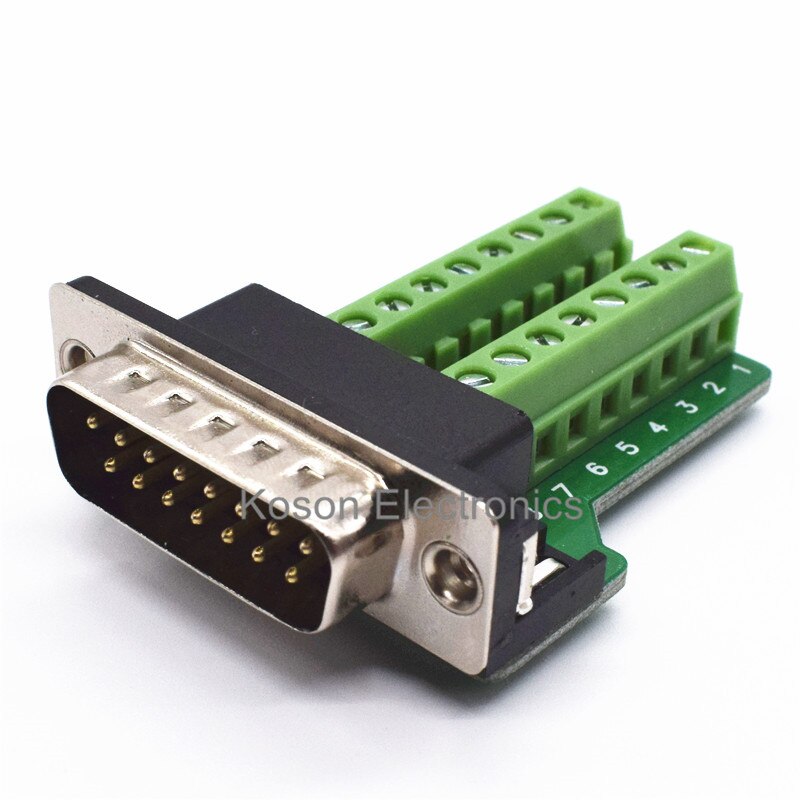 DB15 Connectors D-SUB Male 2 Row 15 Pin Plug Break... – Grandado