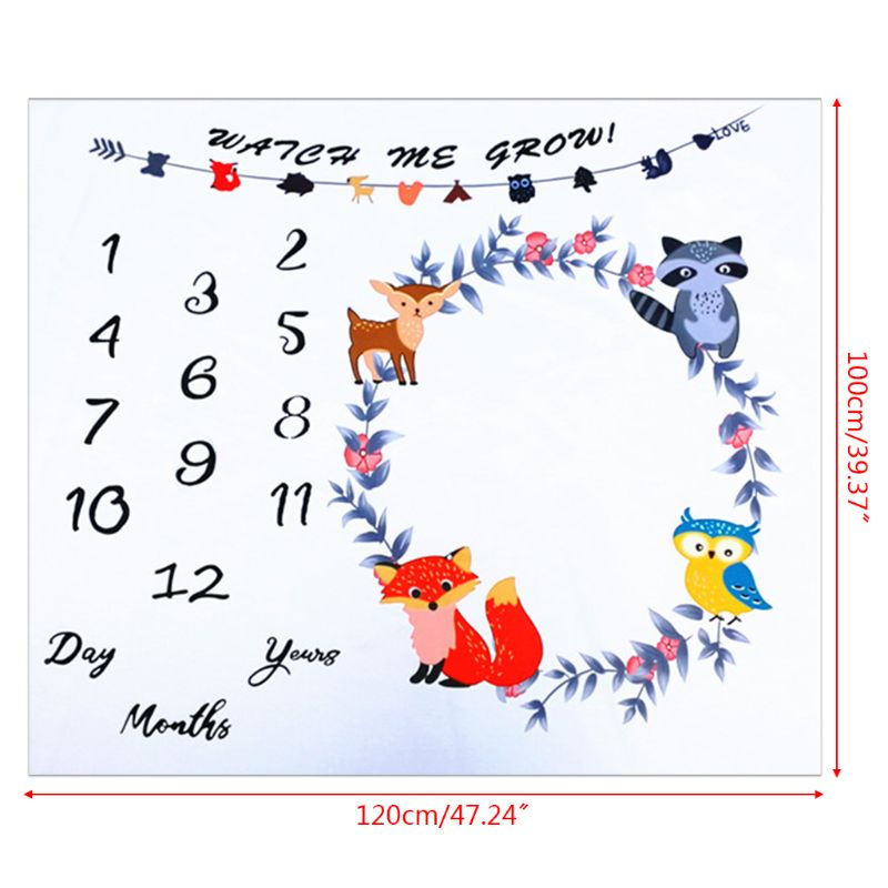 Newborn Baby Milestone Number Cute Animals Pattern... – Vicedeal