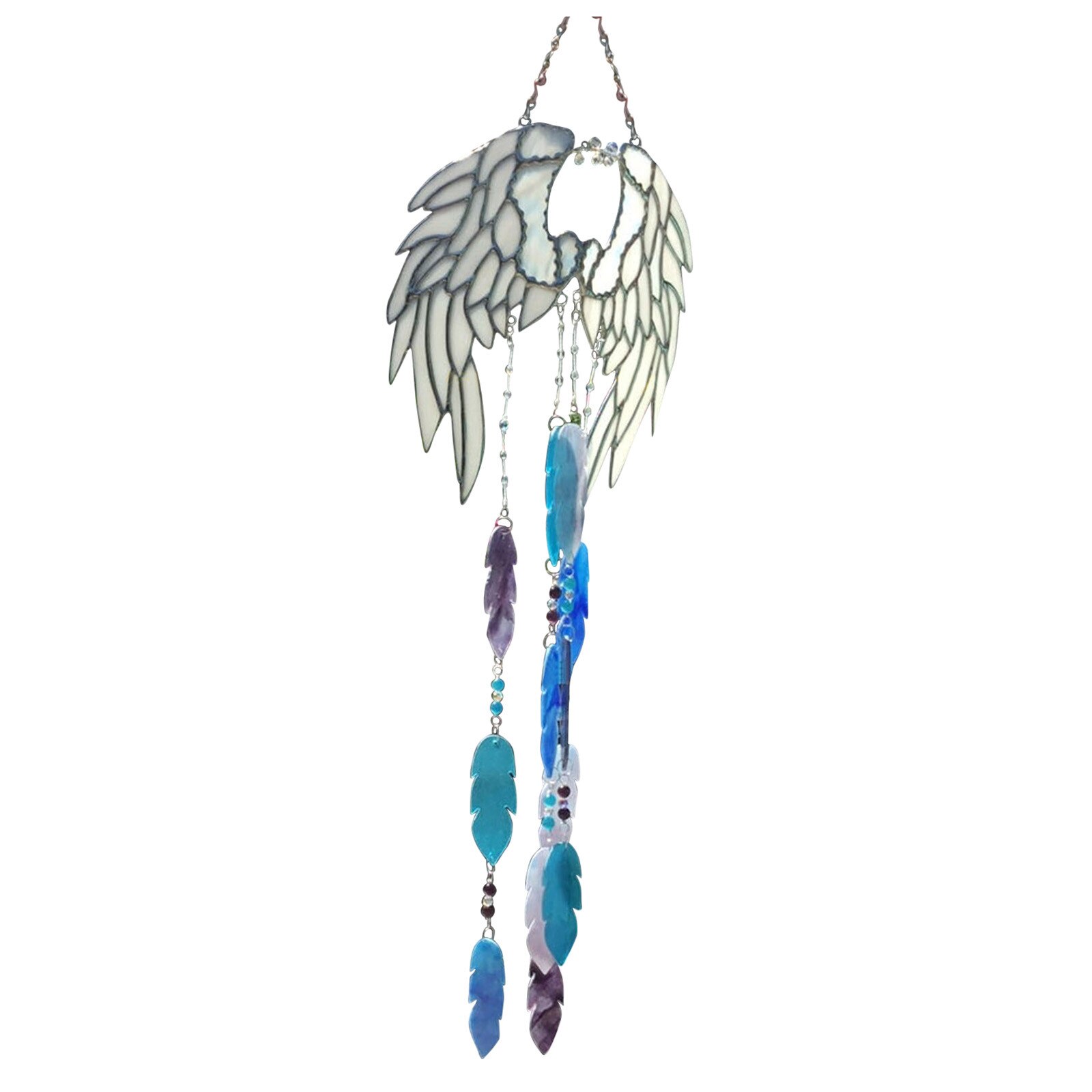 Little Angel Feathers Wind Chime Stained Glass Han... – Grandado