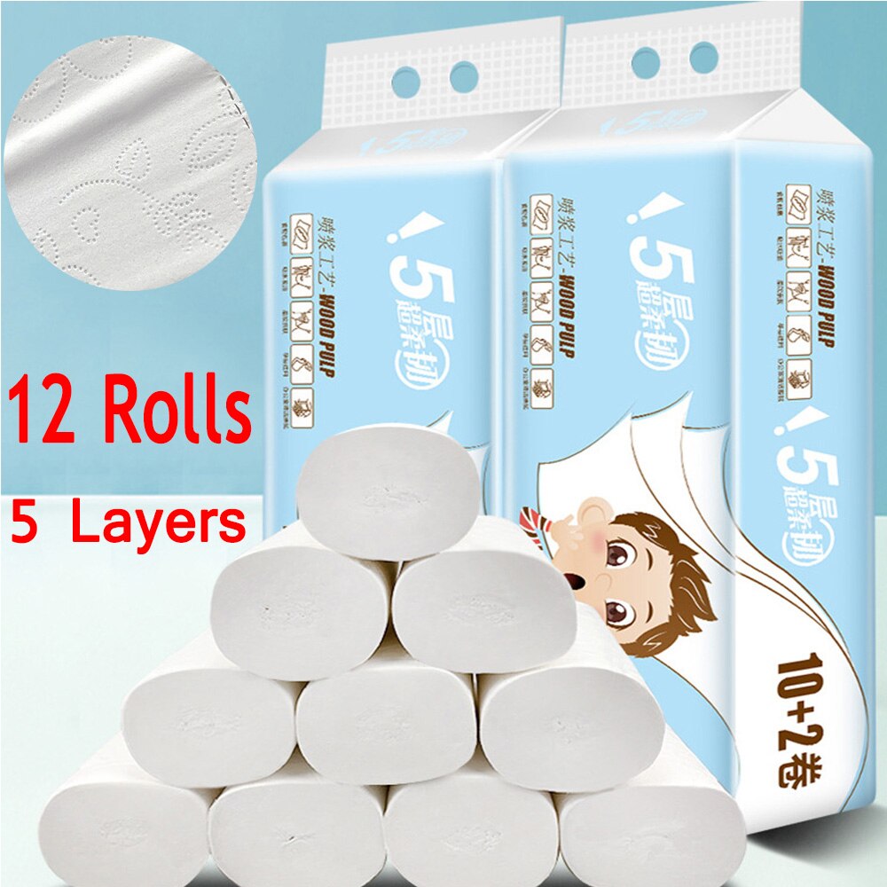 12 Rolls/Lot Fast Roll paper Toilet Paper 5 Layers... – Vicedeal