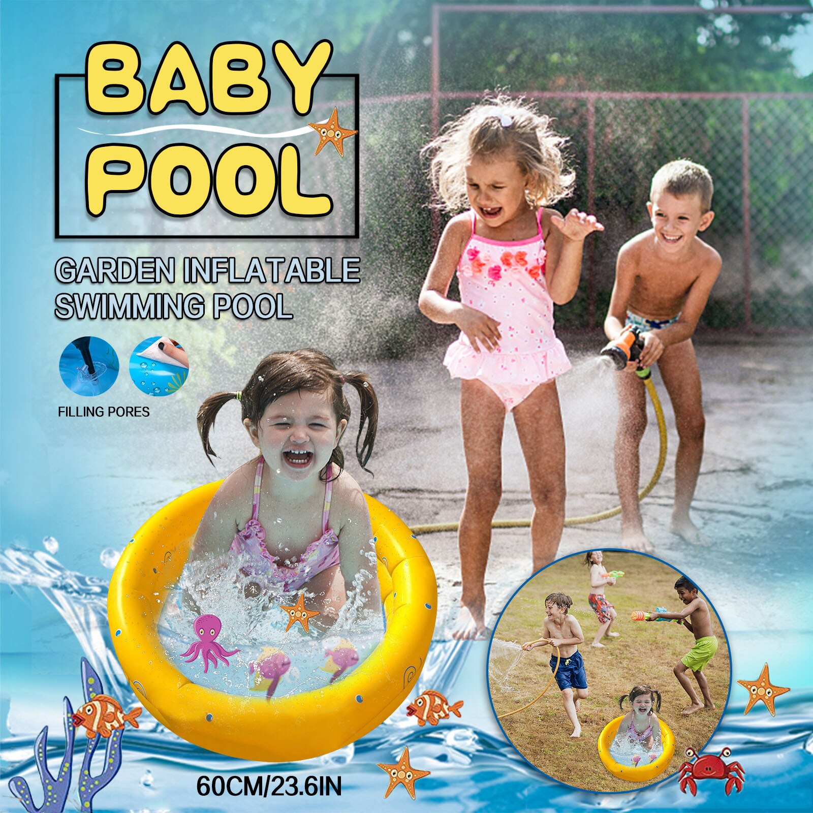 Opblaasbare Baby Zwembad Draagbare Opblaasbare Kin... – Grandado