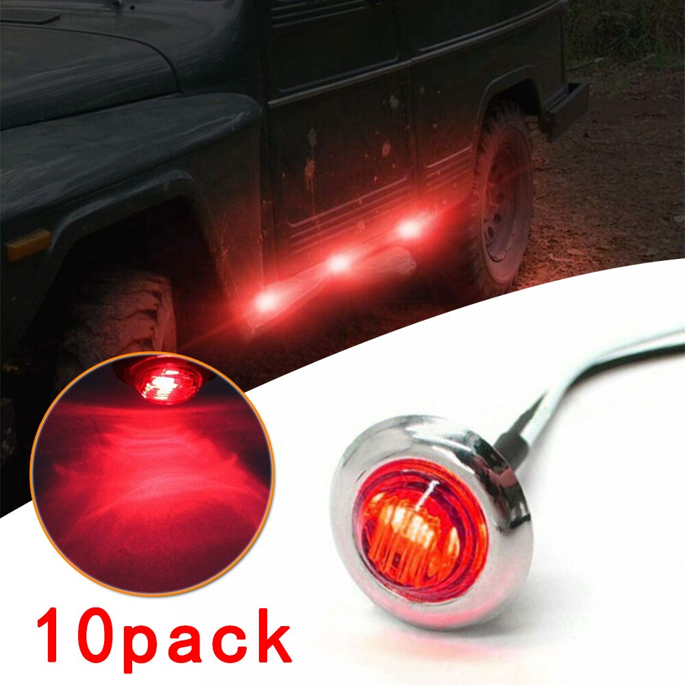 10X Side Marker Light Lamp Mini Round 1 W 12V 2 wi... – Grandado