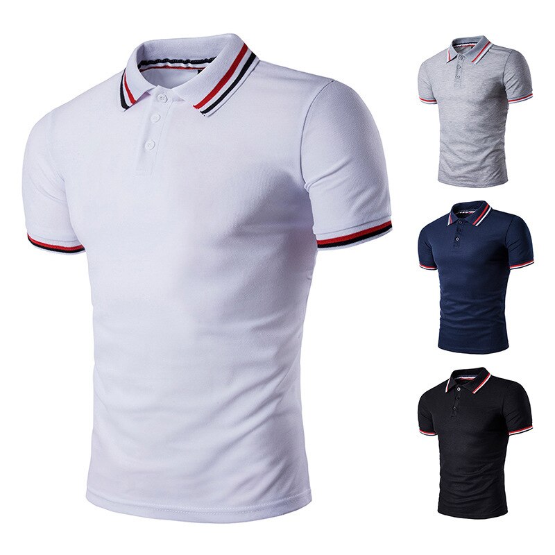 Pure Color Summer Men's Polo Cotton Polo Shirt Men... – Grandado
