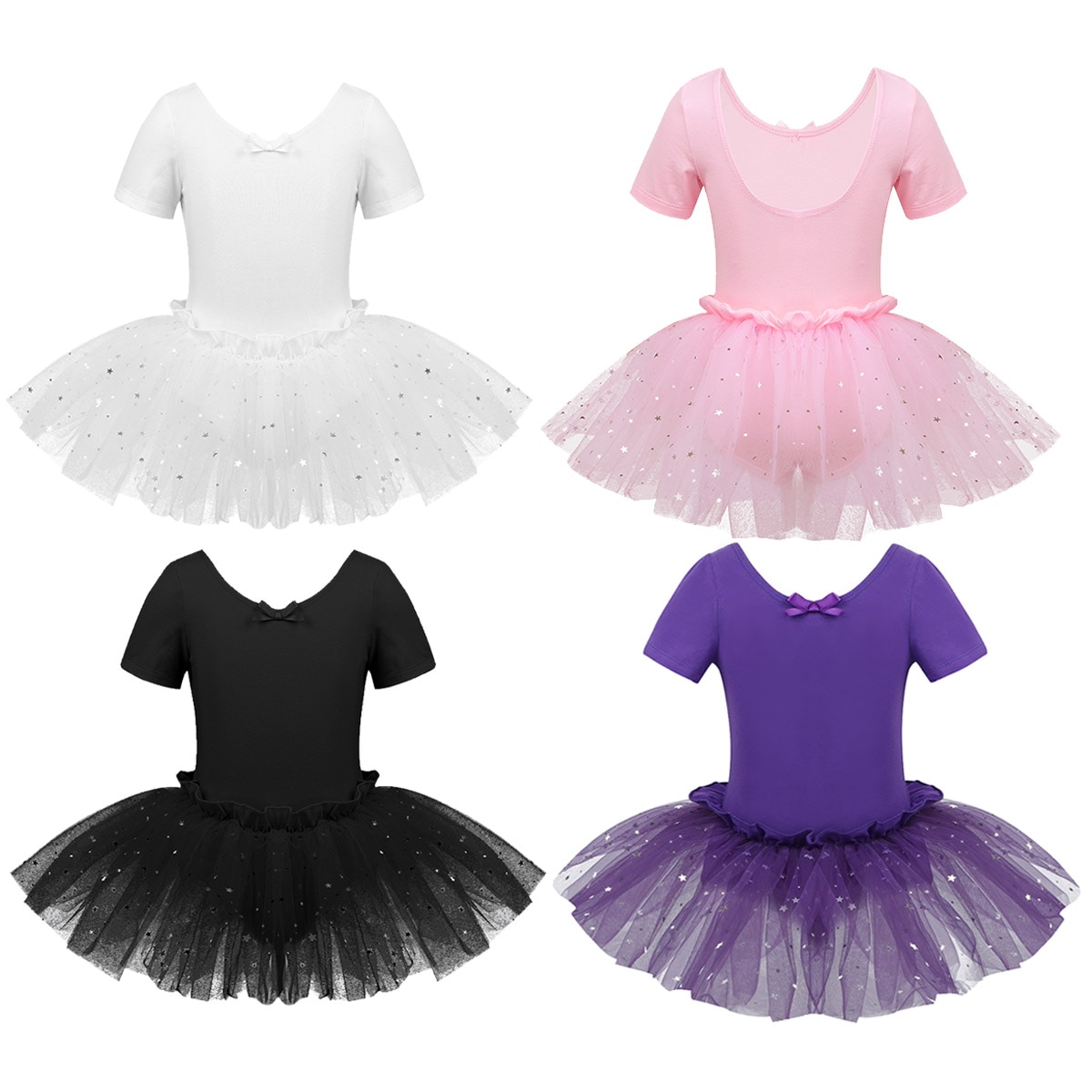 Cute Girls U-shaped Back Shiny Stars Sequins Mesh ... – Grandado