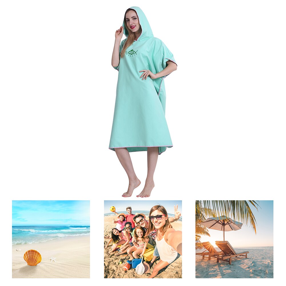 Adult Microfiber Solid Color Poncho Water Absorpti... – Grandado