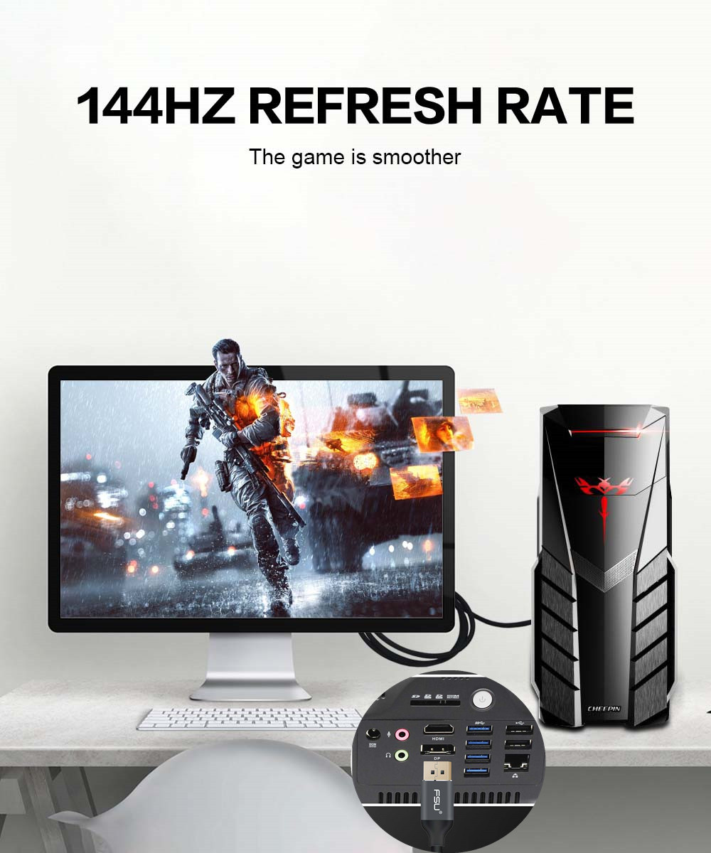 DP Cable 4K 144hz Display port DP 1.4 Cable 2K 165... – Vicedeal