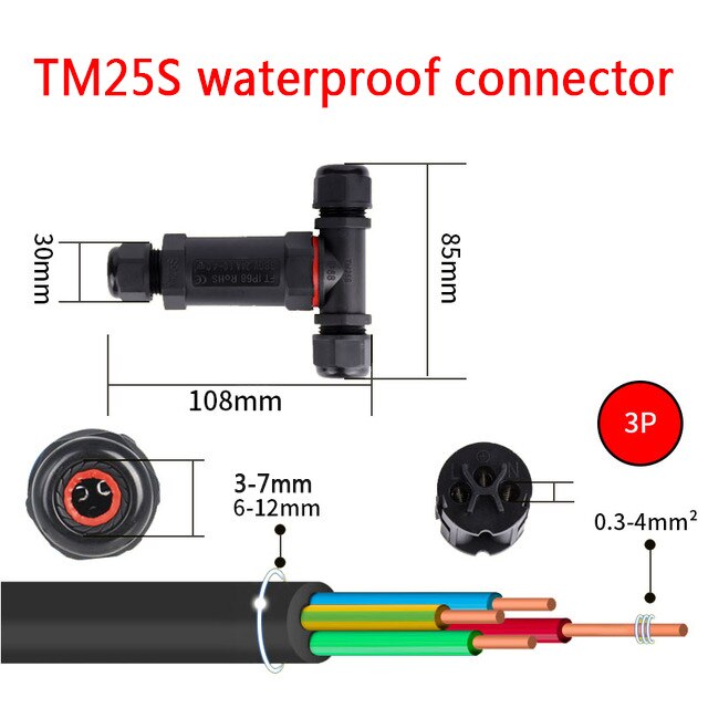 Ip68 Waterproof Connector T Type M20 2 3 4 Pin Ele Grandado