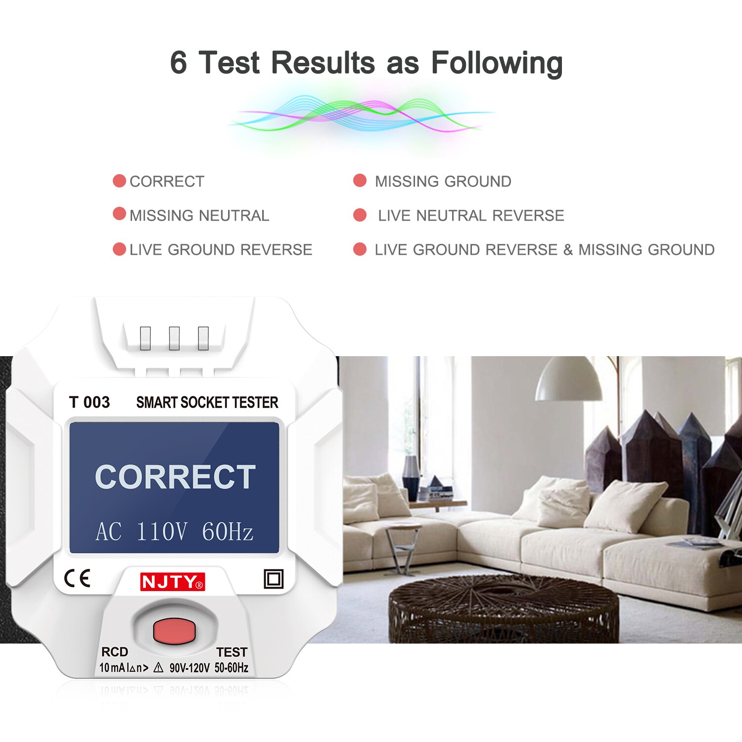 Njty 90 ~ 120v socket stikkontakt tester smart soc... – Grandado