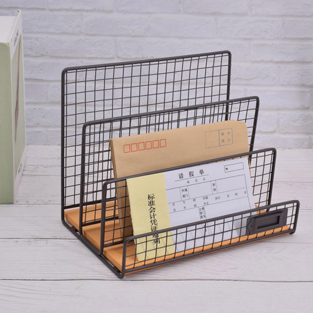 3 Grid Wrought Iron Bookshelf Desktop Bill Documen... – Vicedeal