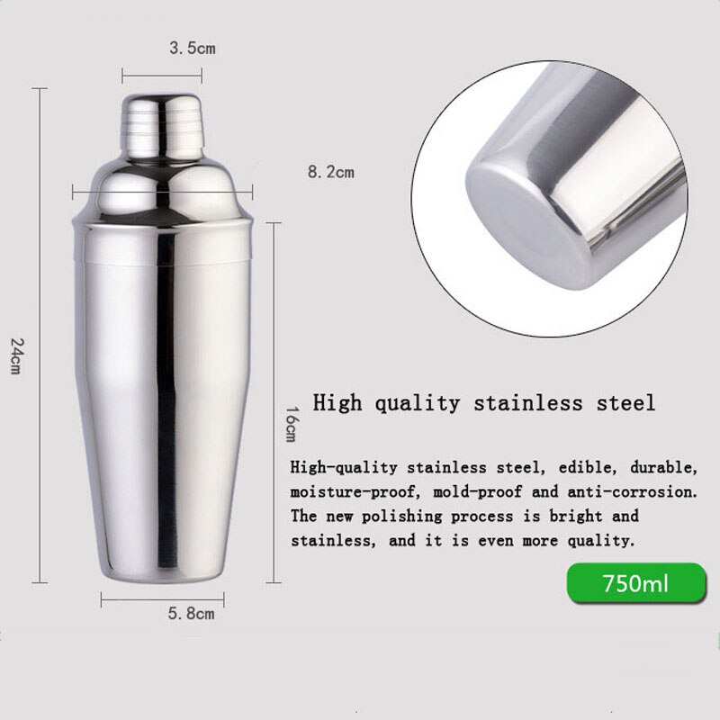 750ML Stainless Steel Bar Cocktail Shaker Mixer Dr... – Vicedeal