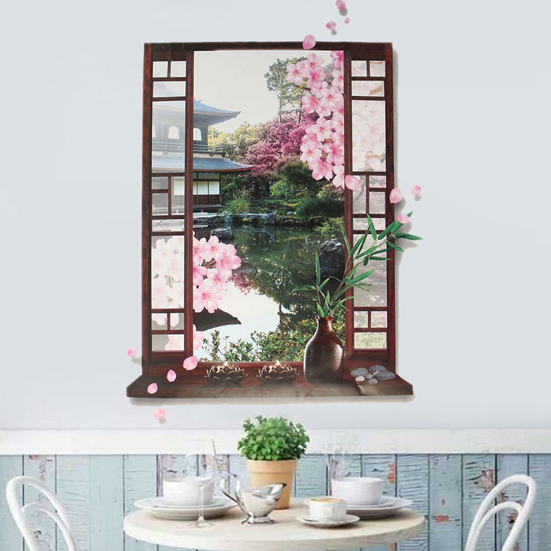 3D Window Sakura Peach Blossom Flower Art Wall Sti... – Vicedeal