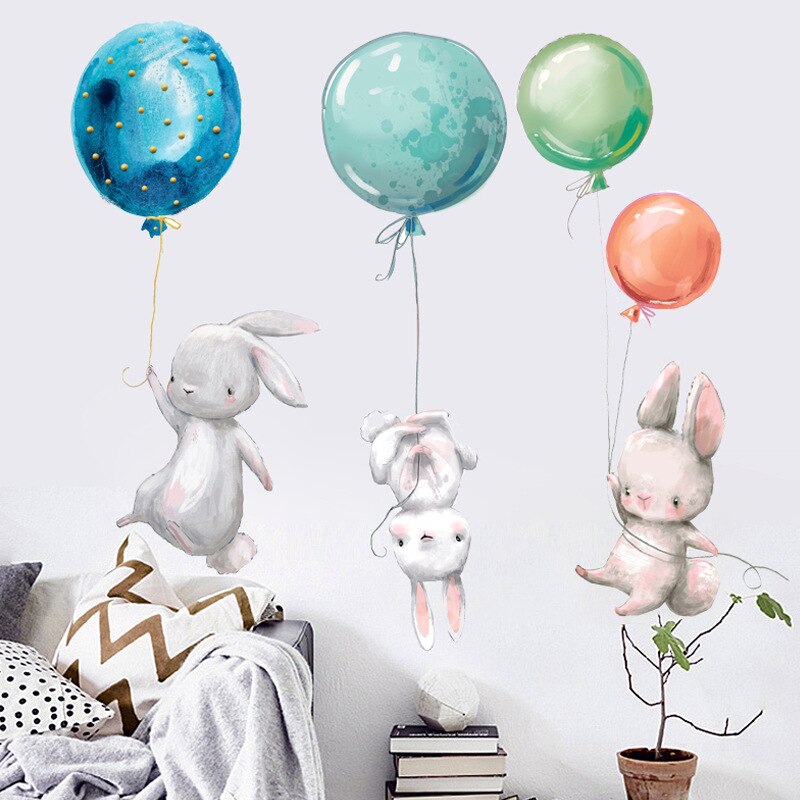 3 Watercolor Rabbits Balloon Wall Sticker Paste An... – Vicedeal