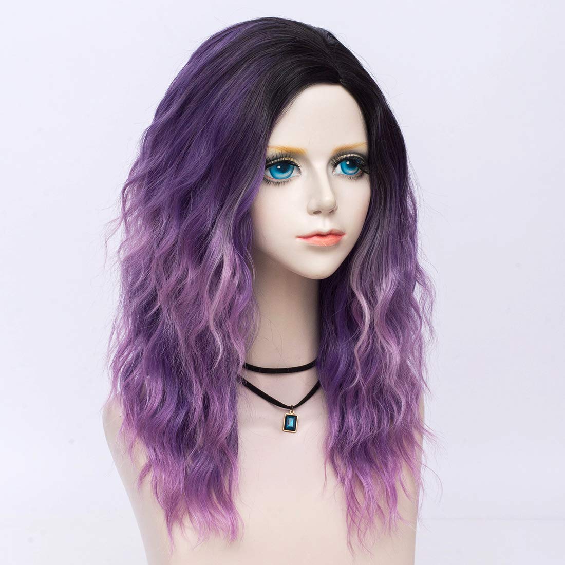 Similler Short Dark Rooted Ombre Purple Synthetic ... – Grandado