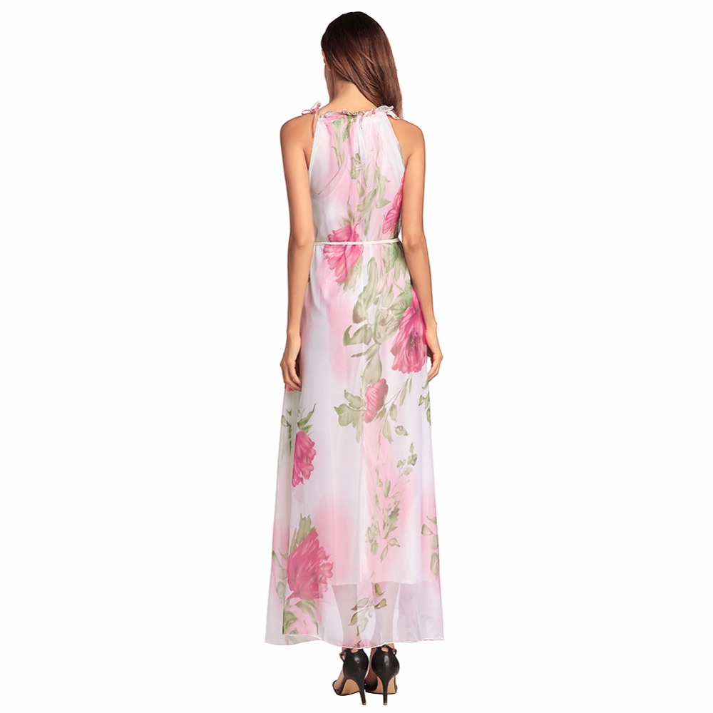 spring Bohemian style beach dress choker print chi... – Grandado