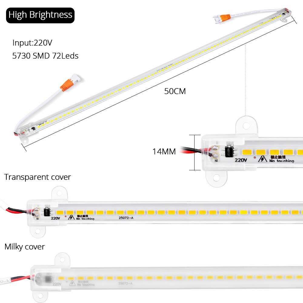 5PCS 50CM Ultra dunne LED Bar Licht AC 220V Hoge H... – Grandado