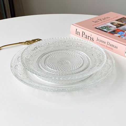 Retro Embossed Pattern Glass Disc Transparent Brea... – Grandado