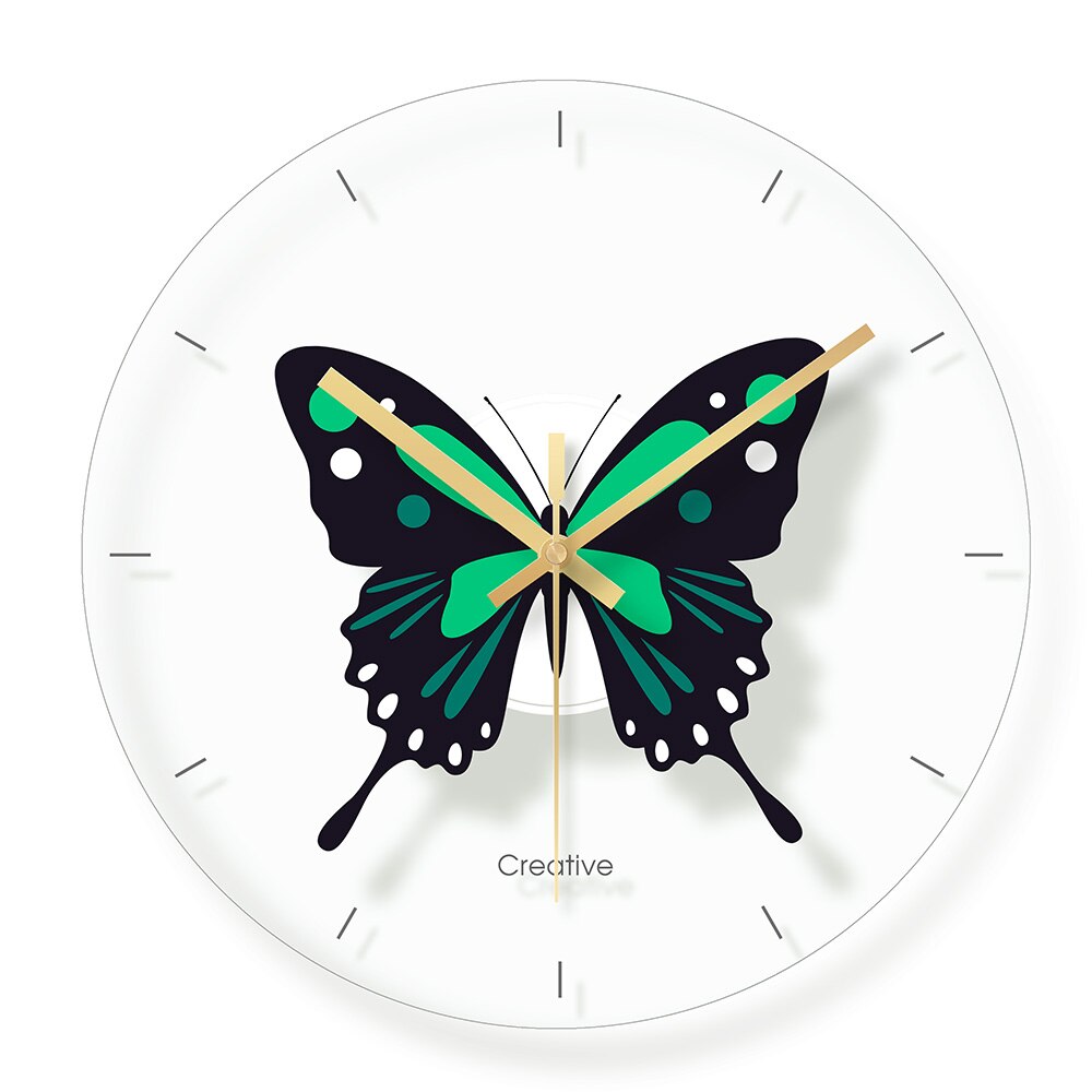 Glass Butterfly Wall Clock For Kids Room Wall Deco... – Grandado