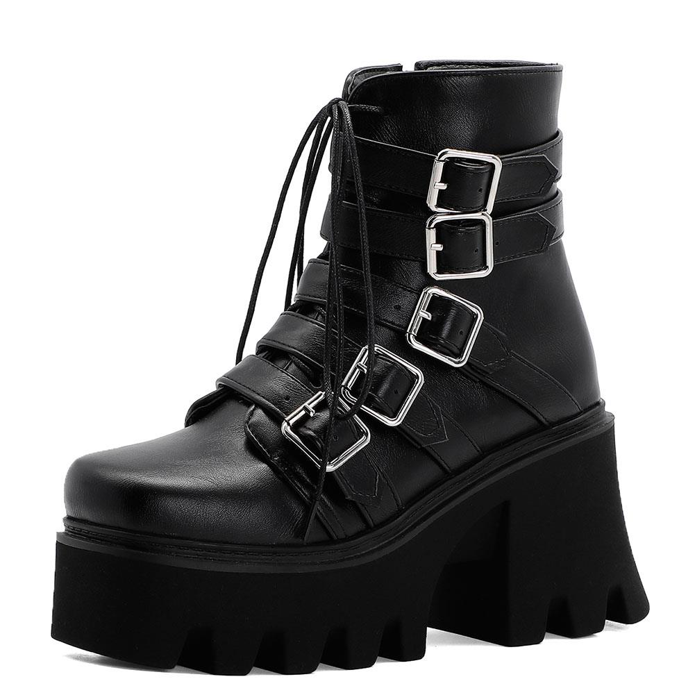 BONJOMARISA Ladies Platform Buckle Chunky Punk Ank... – Grandado