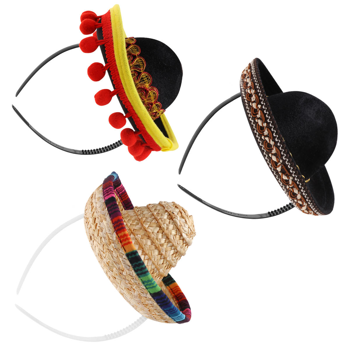 3Pcs Mexican Straw Hats Mexico Sombrero Festical S... – Vicedeal
