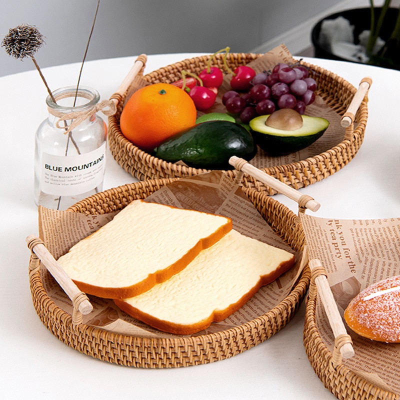 Handmade woven Storage Basket Rattan Storage Tray ... – Vicedeal