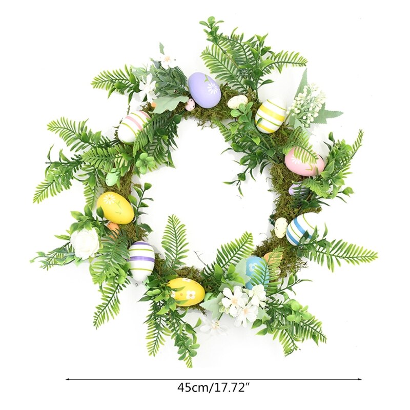 Easter Garland Eggs Rattan Wreath Artificial Flowe... – Grandado