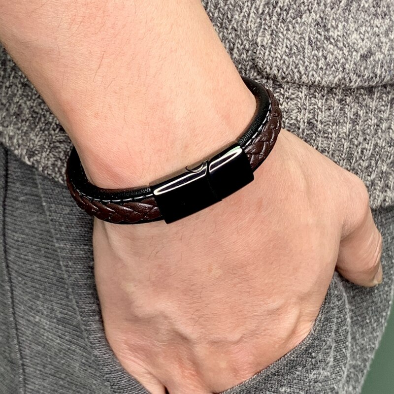 FORTAFY Leather Rope Bracelet for Men Jewelry Stai... – Grandado