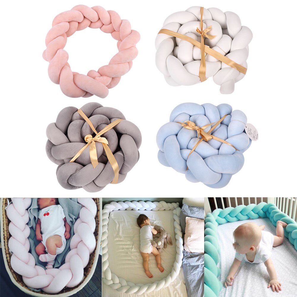 Veilig Braid Kussen Pad Wieg Bumper Wit/Grijs/Blau... – Vicedeal