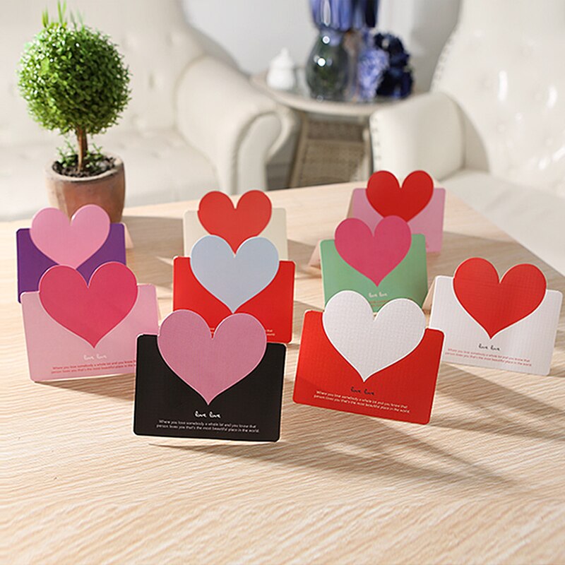 10PCS Colorful 3D Heart Card Valentine Happy Birth... – Vicedeal
