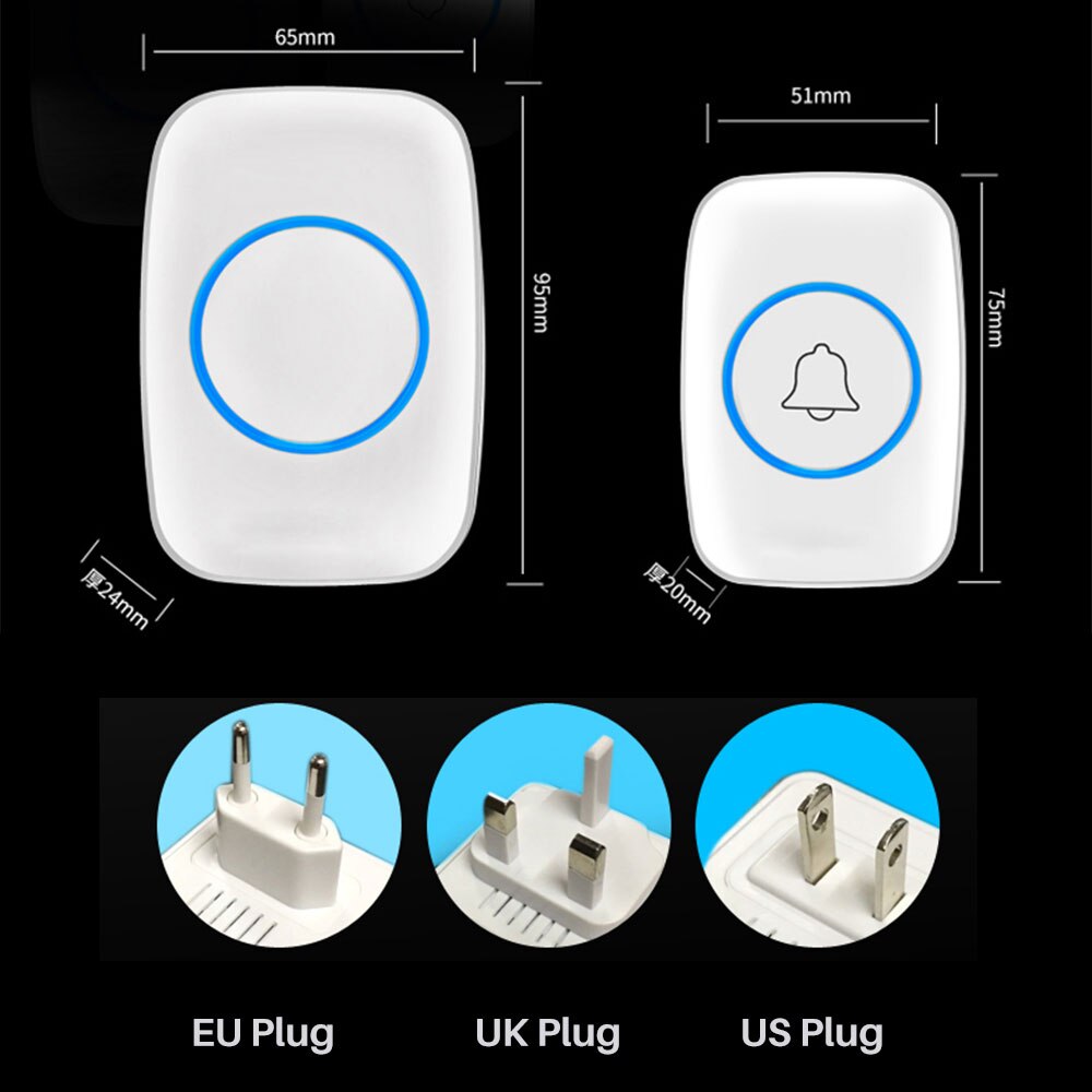 Door Bell Wireless Doorbell AC 100-240V 300M Range... – Grandado