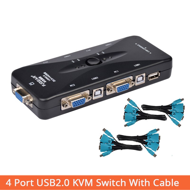 4 Port KVM USB Hub Switch Box Black Selector Adatt... – Grandado