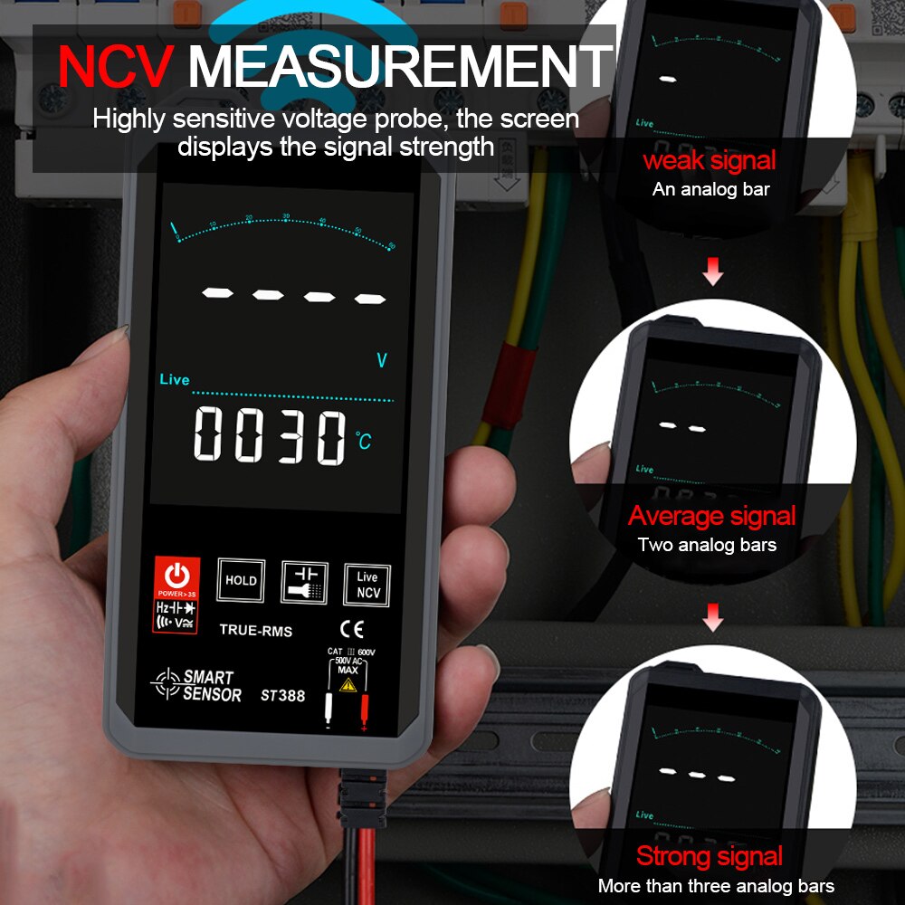 Smart Sensor Digital Multimeter AC/DC NCV True RMS... – Grandado