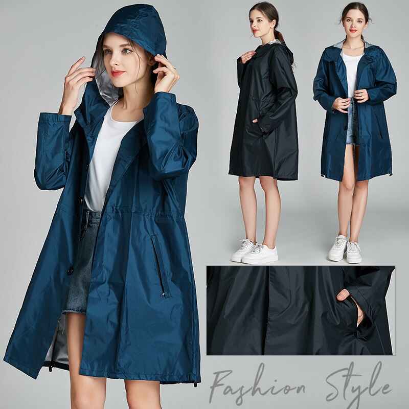 Waterproof Raincoat Women Nylon Jacket Black Ladie... – Vicedeal