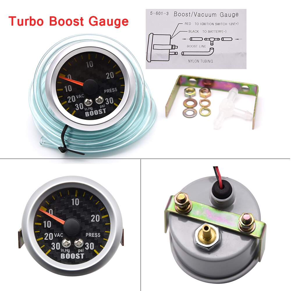 Turbo Boost Gauge PSI Analog Carbon Fiber Face Car... – Grandado