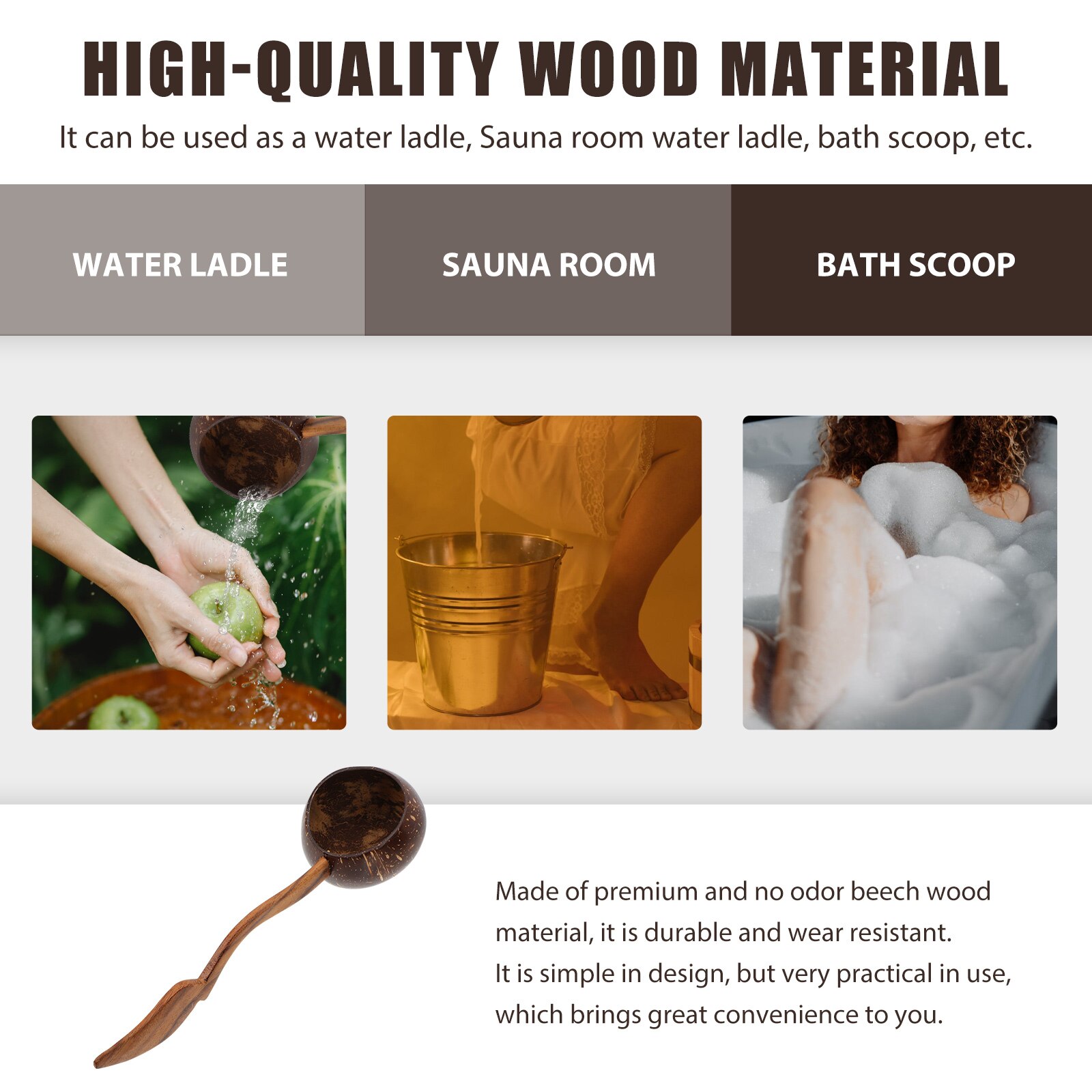 Household Wooden Sauna Ladle Bathing Water Spoon M... – Vicedeal