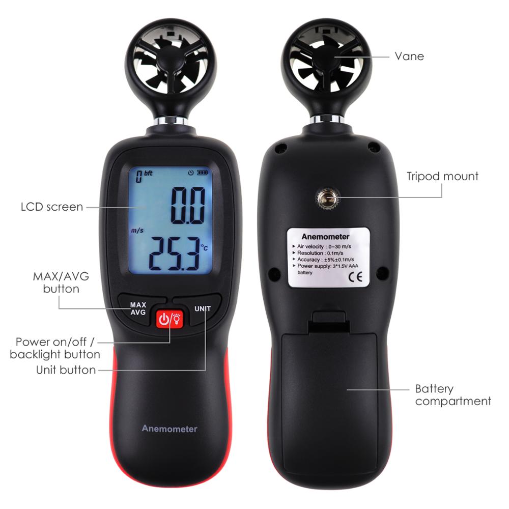 Digital Anemometer Wind Velocity Temperature Meter... – Vicedeal