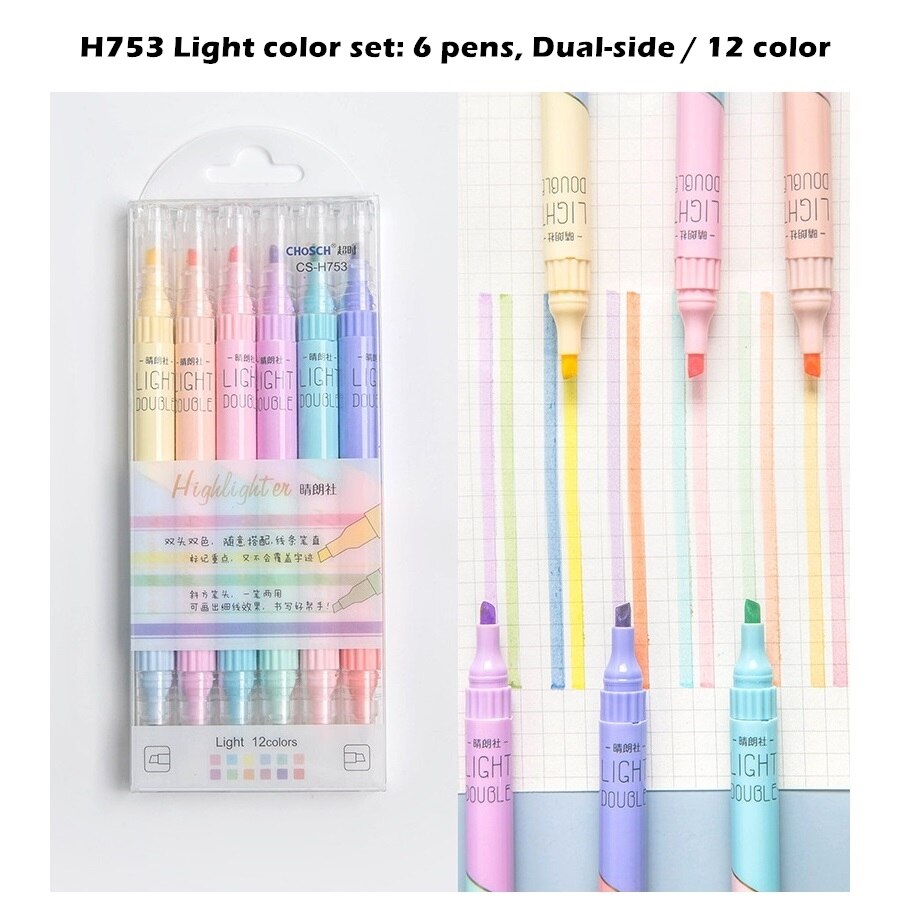 6/8pcs Dual Side Highlighter Pens Multi Mild Color... – Grandado