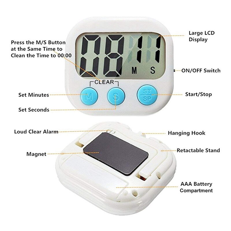 Kitchen Timer 3 Pack Small Digital Electronic Loud... – Grandado