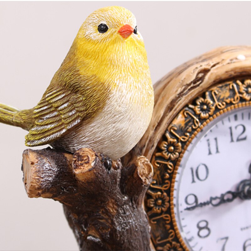 EUROPEAN VINTAGE RESIN BIRD TABLE CLOCK DESK CLOCK... – Grandado