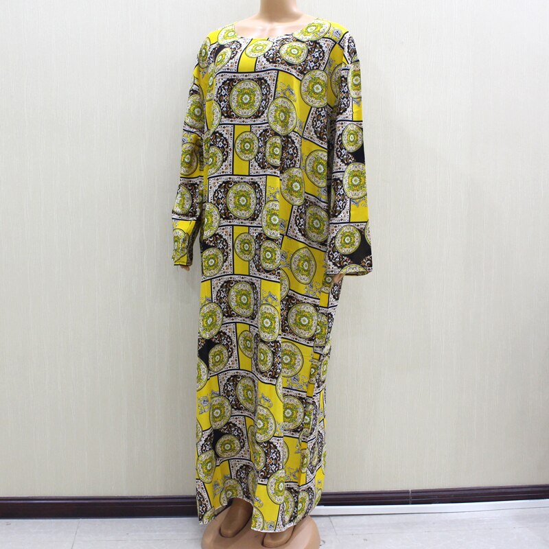 African O Neck Long Sleeve Long Dress Women Spring Grandado