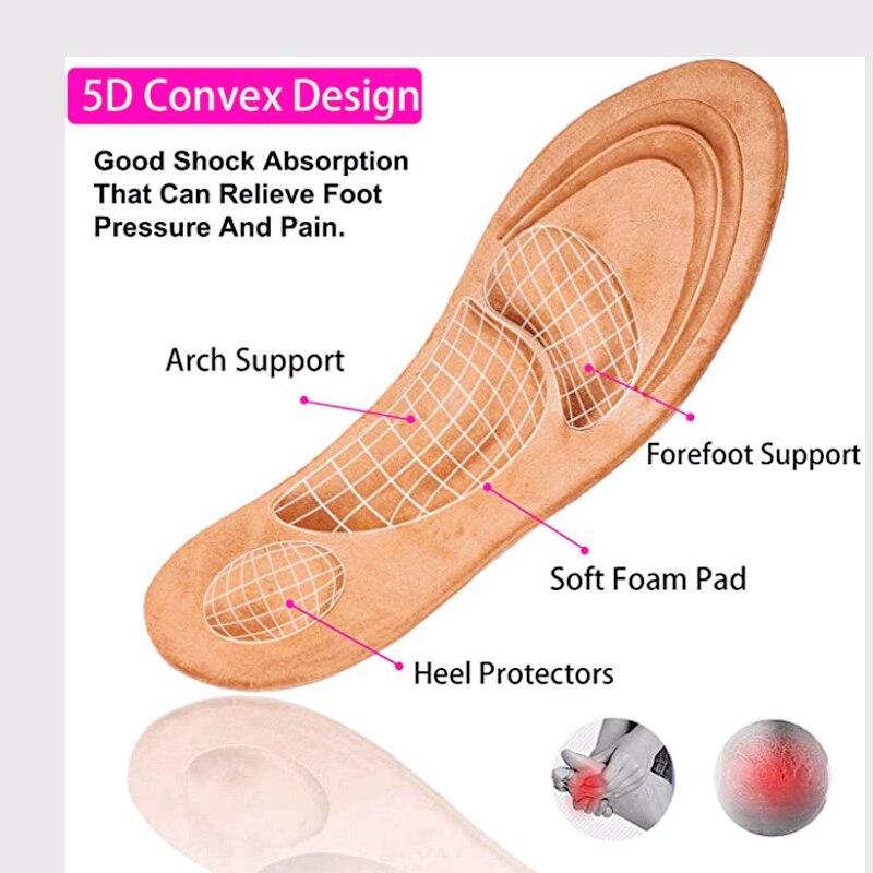 4D Sponge Shoe Insoles Women Men Shoe Inserts Arch... – Grandado
