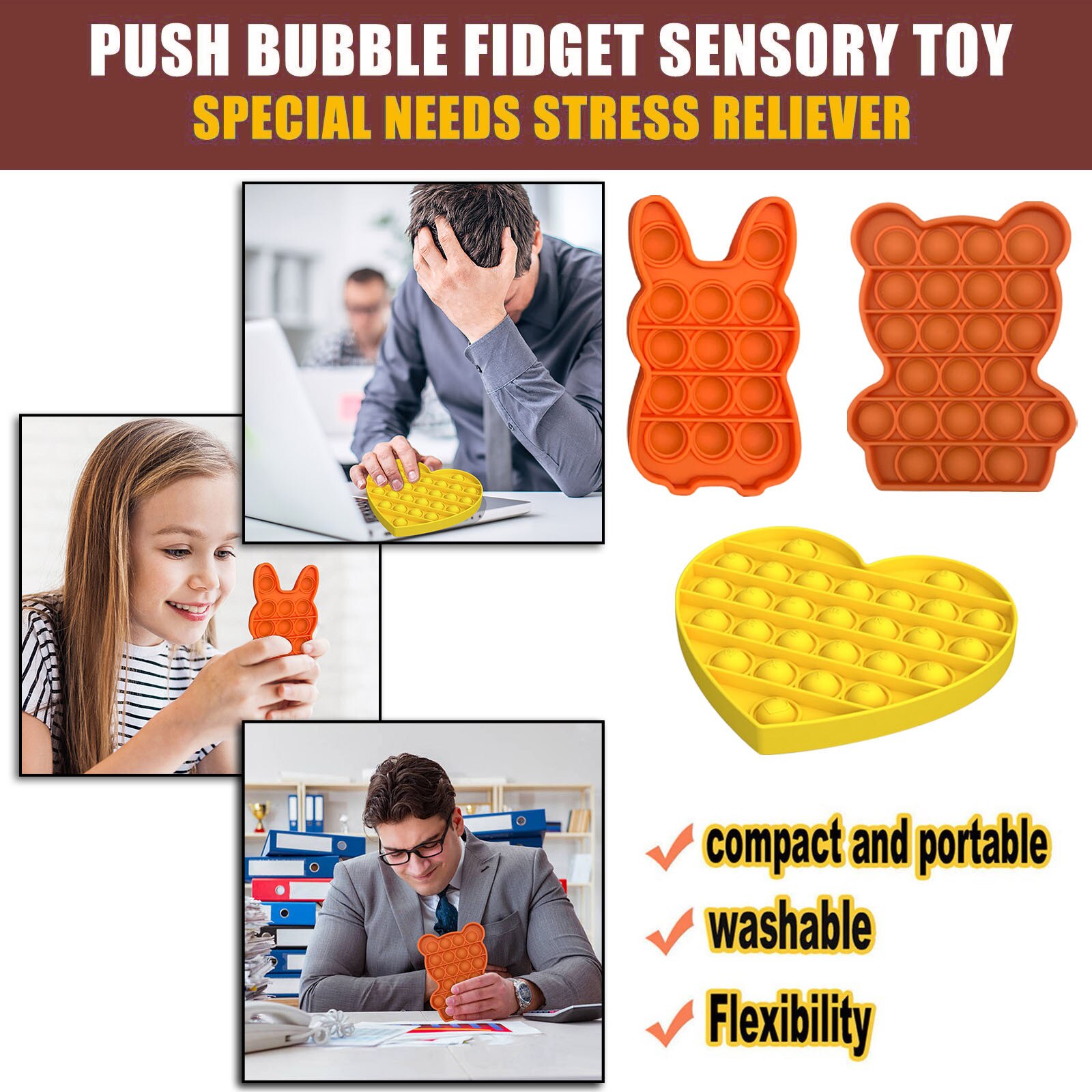 Push Bubble Fidget Sensory Toy Autism Special Need... – Grandado