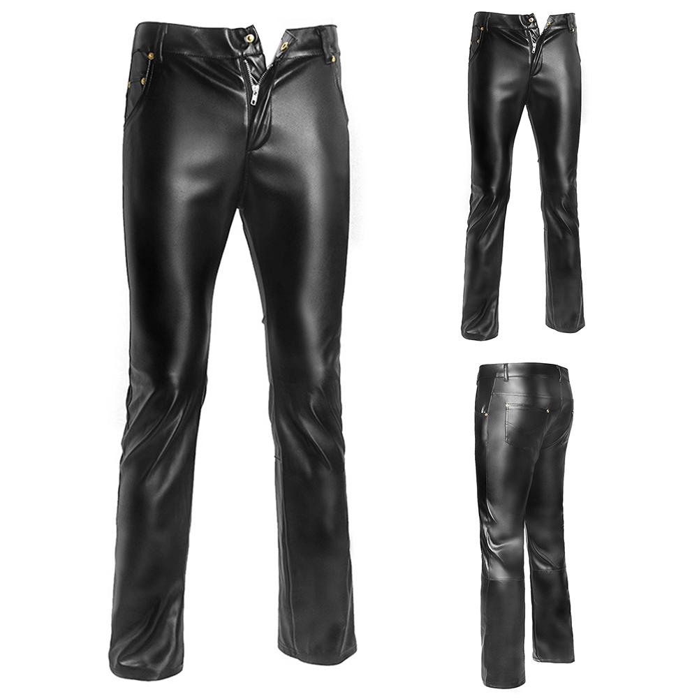 skinny leather pants men casual slim washing Locom... – Vicedeal