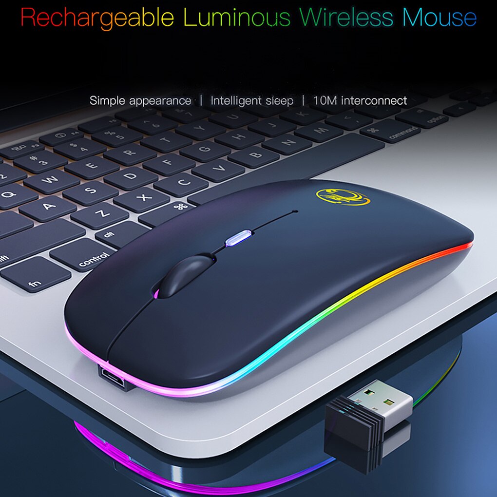 Wireless Mouse 2.4G RGB Rechargeable Mouse Wireles... – Grandado