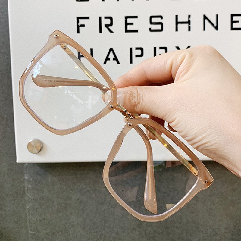 Oversized Square White Glasses Frame Vintage Clear... – Vicedeal