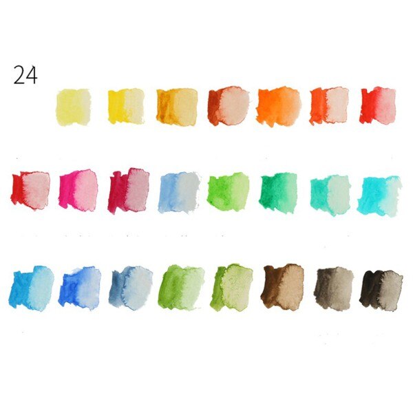 Water Colour Block Tin with 24 Colours, Paintbrush... – Grandado