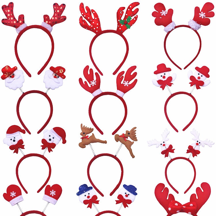 Red Christmas Headband Cute Cartoon Santa Snowman ... – Vicedeal